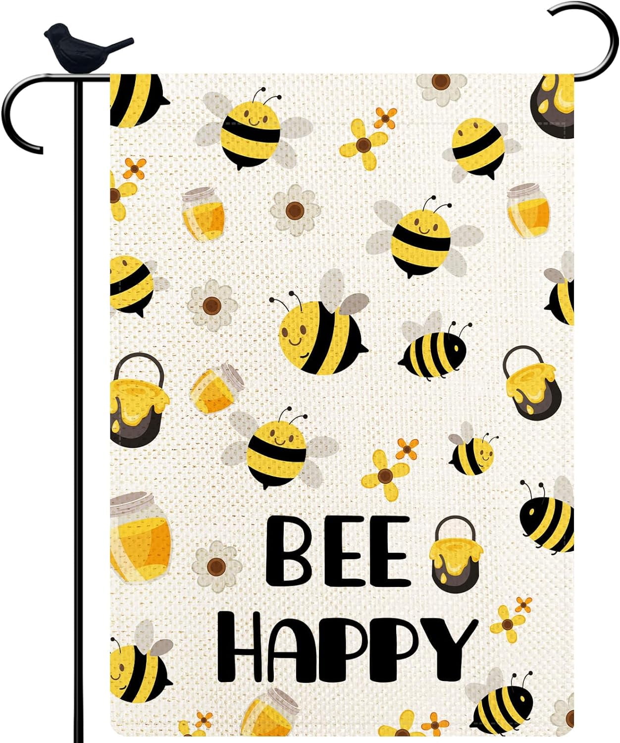 Bee Happy Garden Flag Welcome Summer Bee Garden Flag Double Sided ...