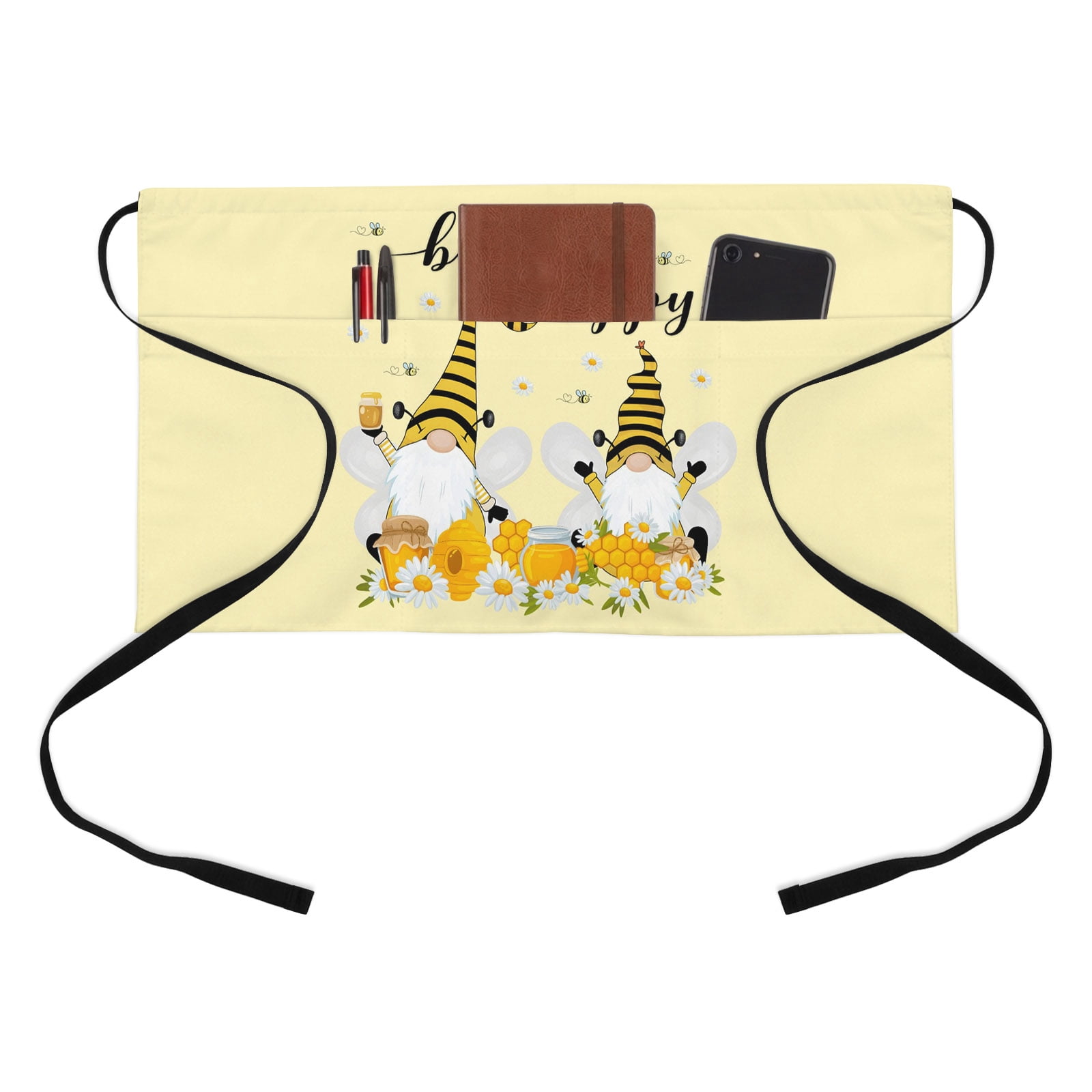 Bee Happy Half Waist Apron Dwarfs Daisy Honey Farmhouse Yellow Short ...