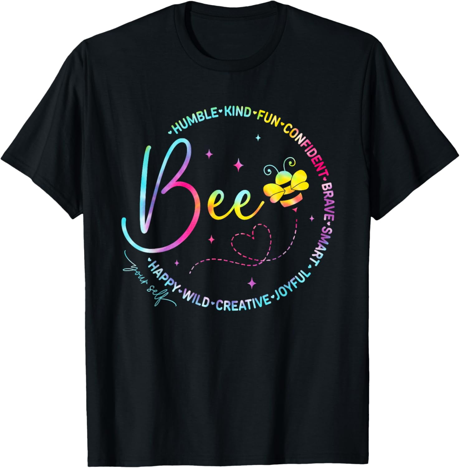 Bee Happy Kind Brave Humble Smart Positive Bumblebee Womens T-Shirt ...