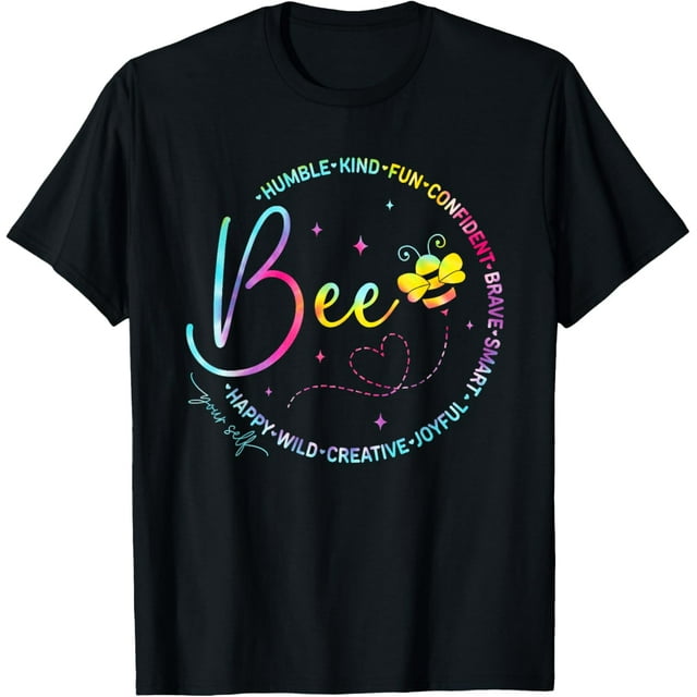 Bee Happy Kind Brave Humble Smart Positive Bumblebee Womens T-Shirt ...