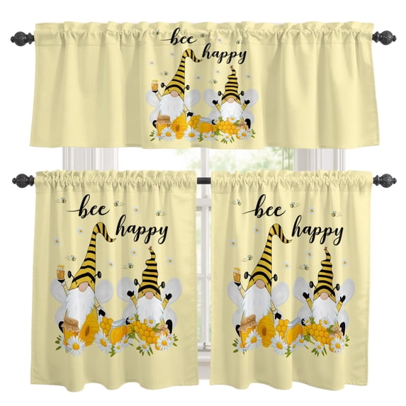 Bee Happy Kitchen Curtains Set for Windows, Dwarfs Daisy Honey ...