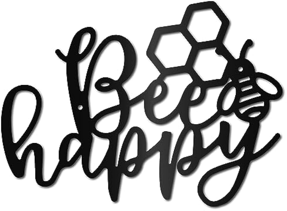 Bee Happy Metal Wall Art Decor Wall Sculpture Hanging Decoration Sign ...