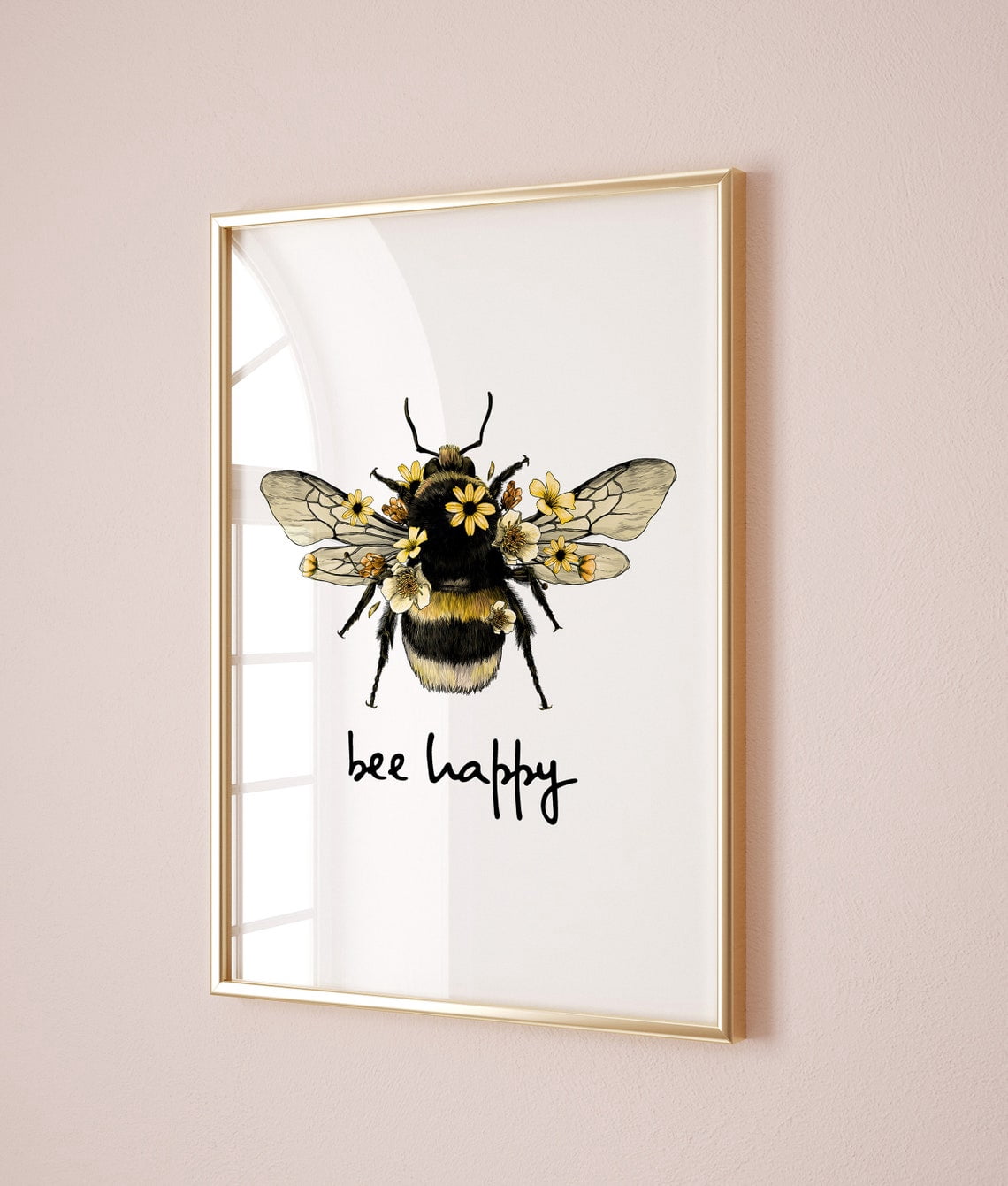 Bee Happy Poster, Bumble Bee Art, Kids Room Art, Nursery Wall Art ...