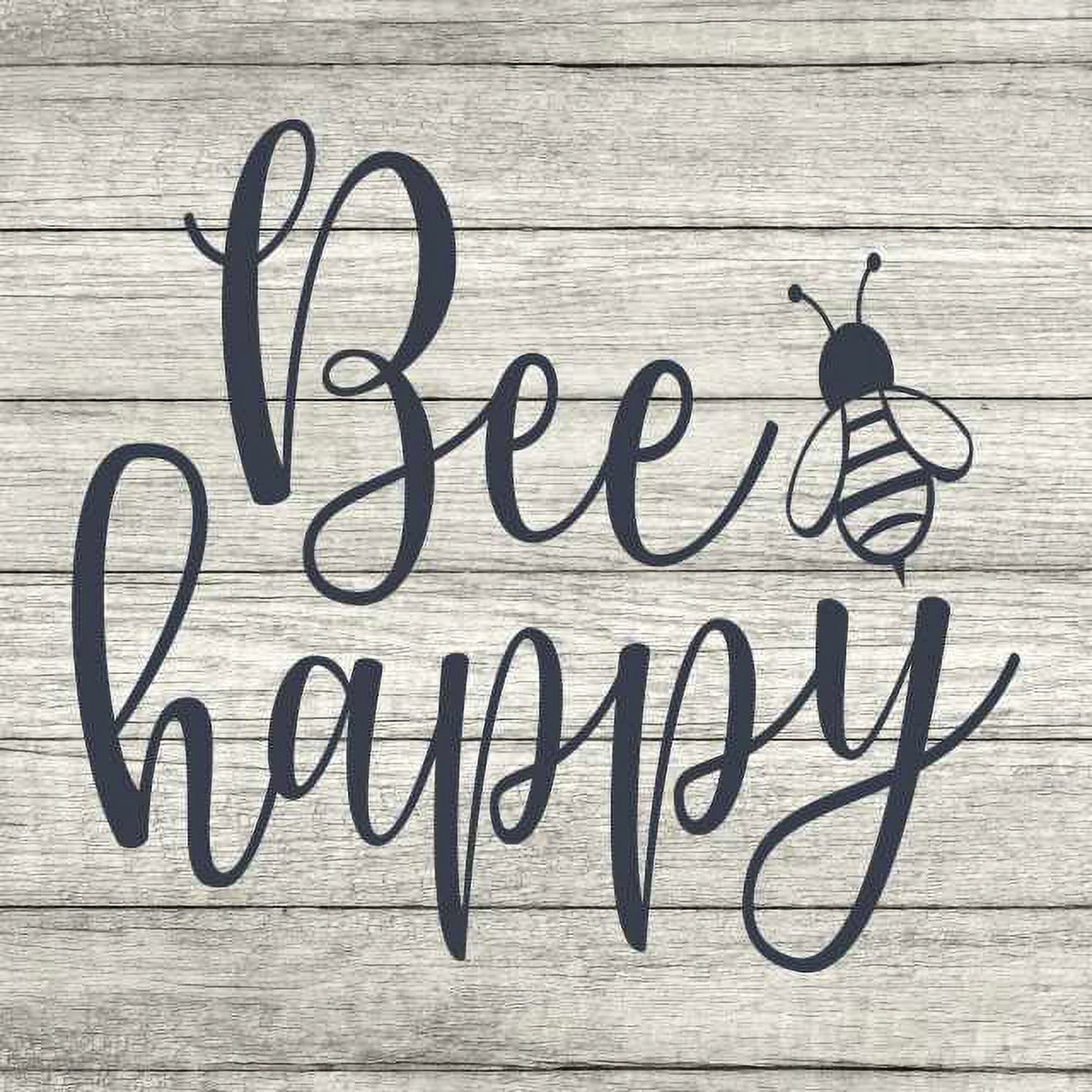 Bee Happy Rustic Farmhouse Style White Wood Sign Wall Décor Gift 12 x ...