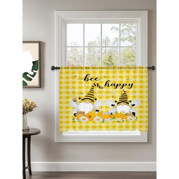 Bee Happy Sheer Curtains 45 Inch Long 1 Panel Dwarfs Daisy Honey ...