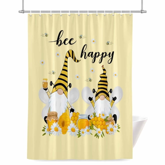 Bee Happy Shower Curtains for Bathroom, Dwarfs Daisy Honey Farmhouse ...