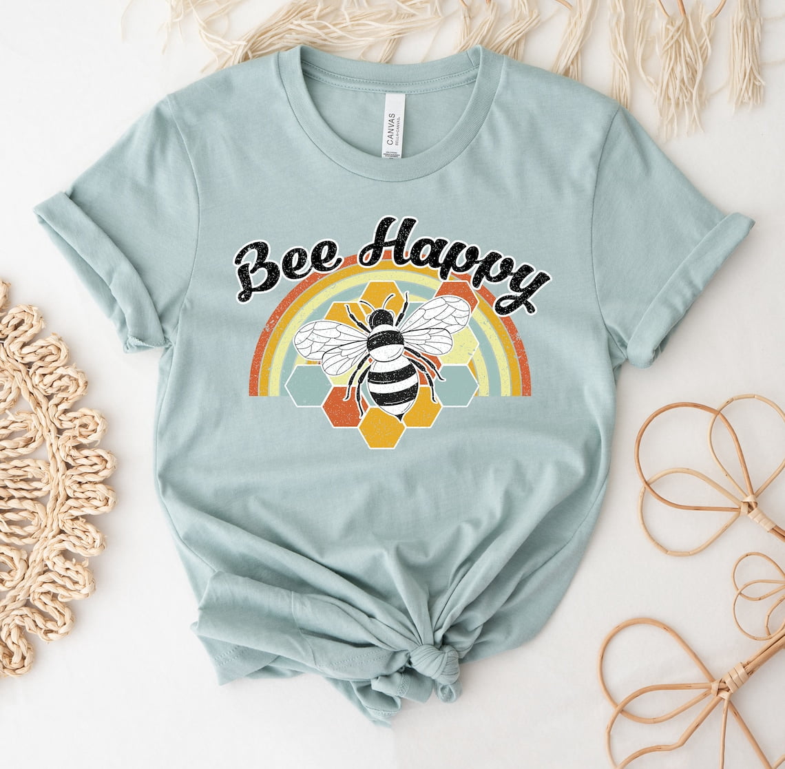 Bee Happy T-shirt, Inspirational Shirt, Positive Top, Happy , Honeybee ...