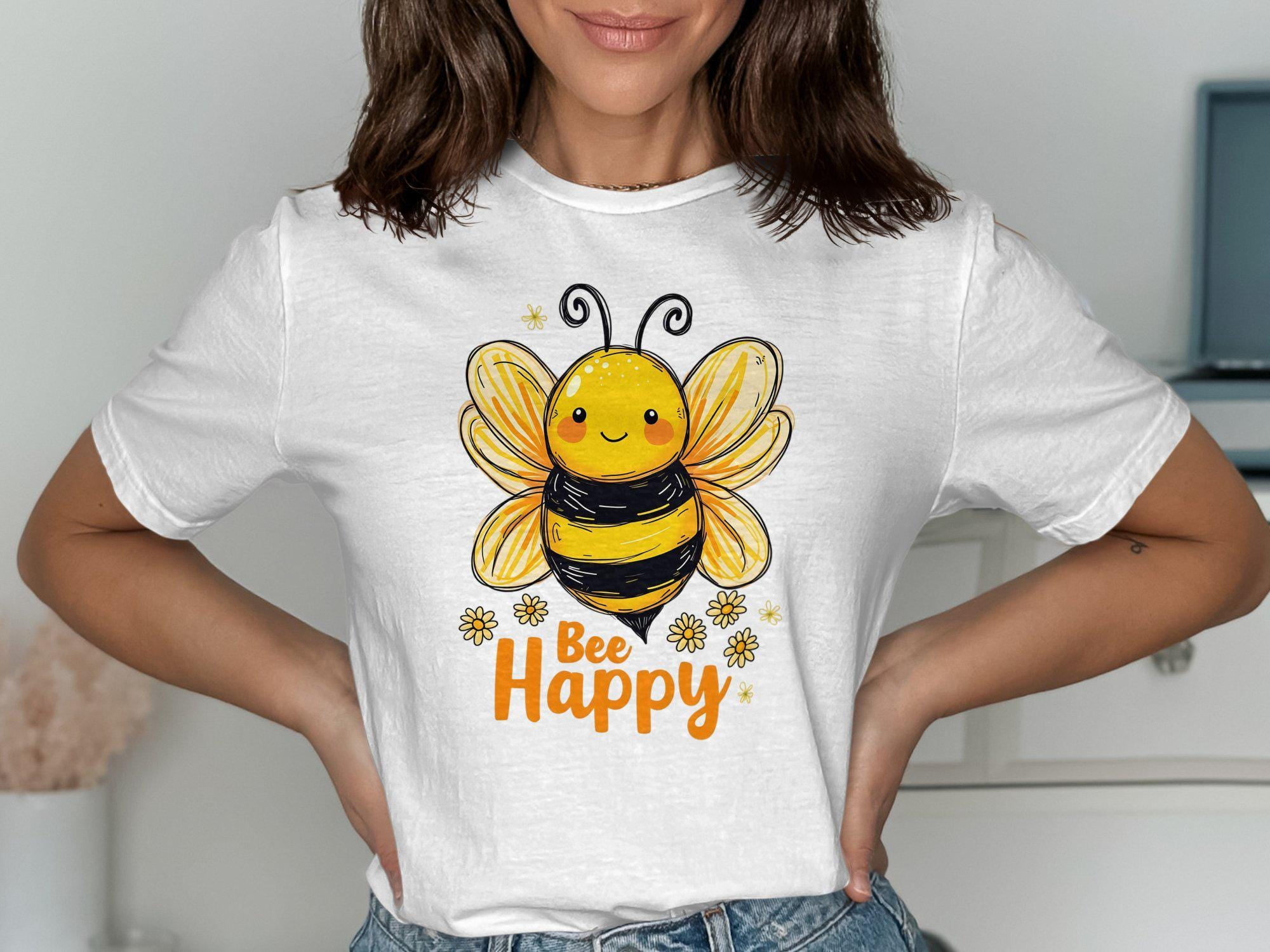 Bee Happy TShirt Cute Bee Graphics Happy Bee Design Fun Graphic Tee ...