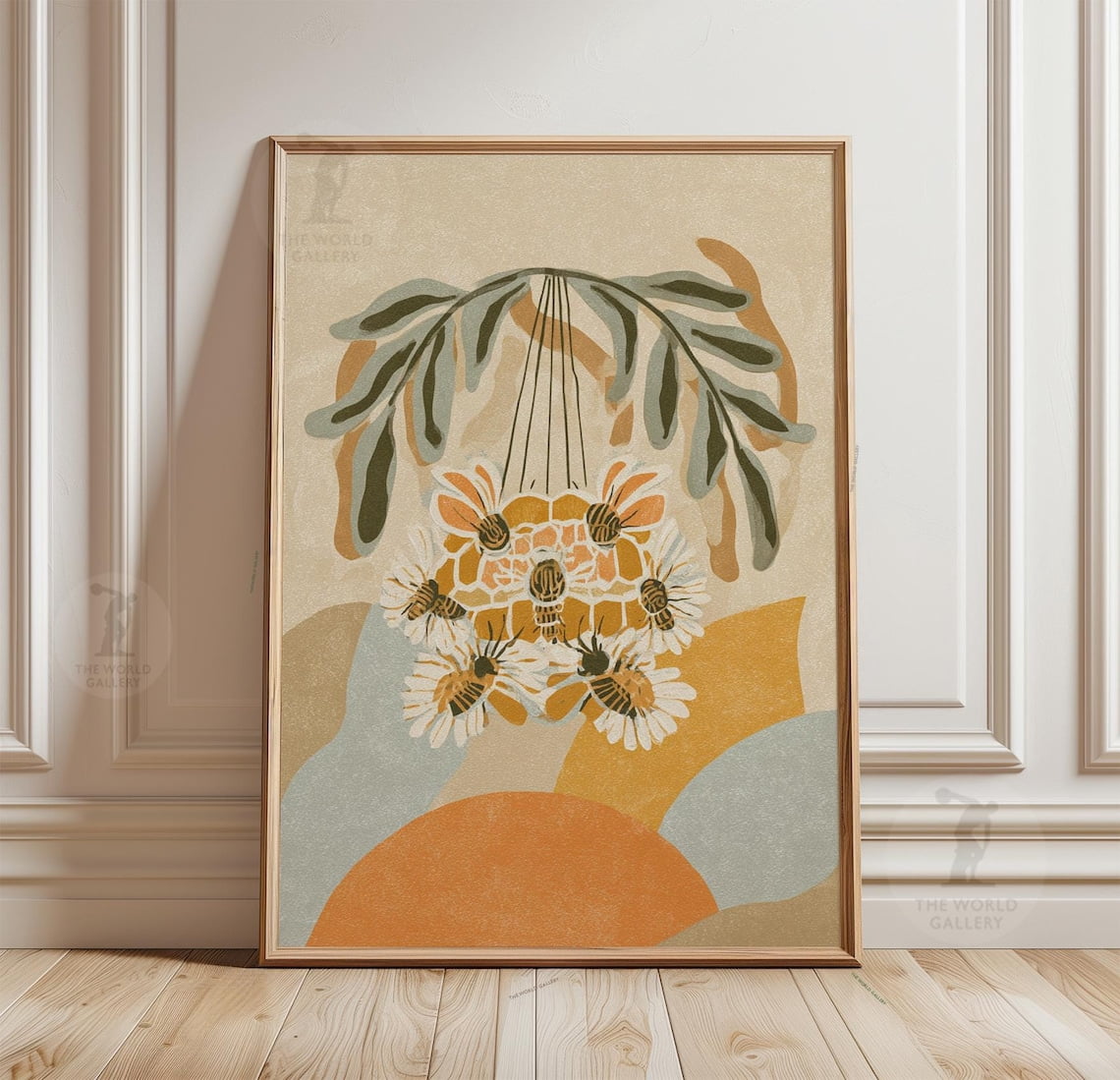 Bee Hive Botanical Poster Soft Earth Tone Minimal Style Nature Art ...