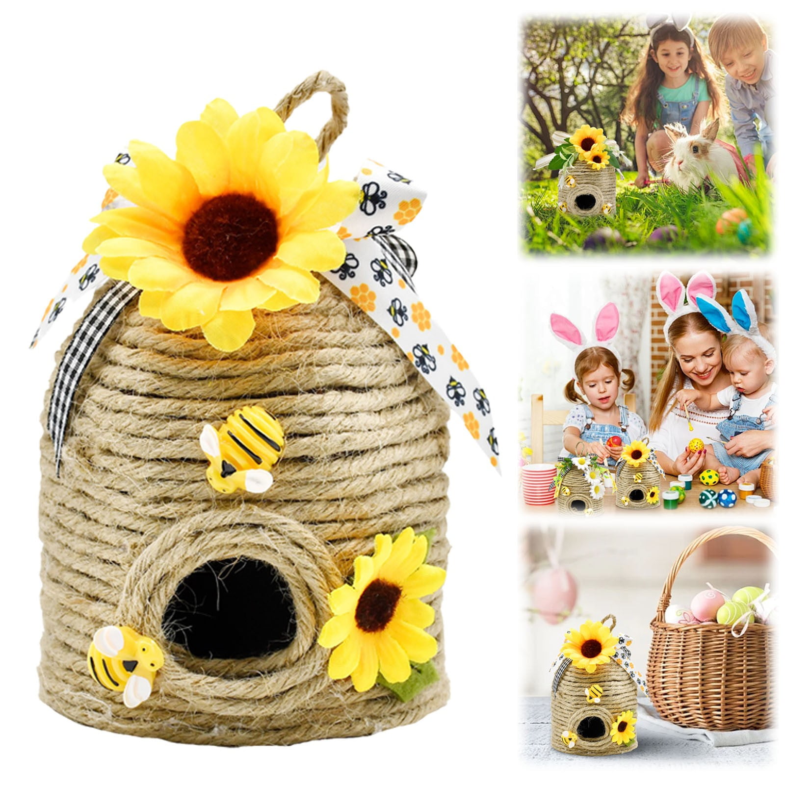 Bee Hive Decor,1 Pack Bumble Bee Rustic Decor Hive,Natural Bee House ...