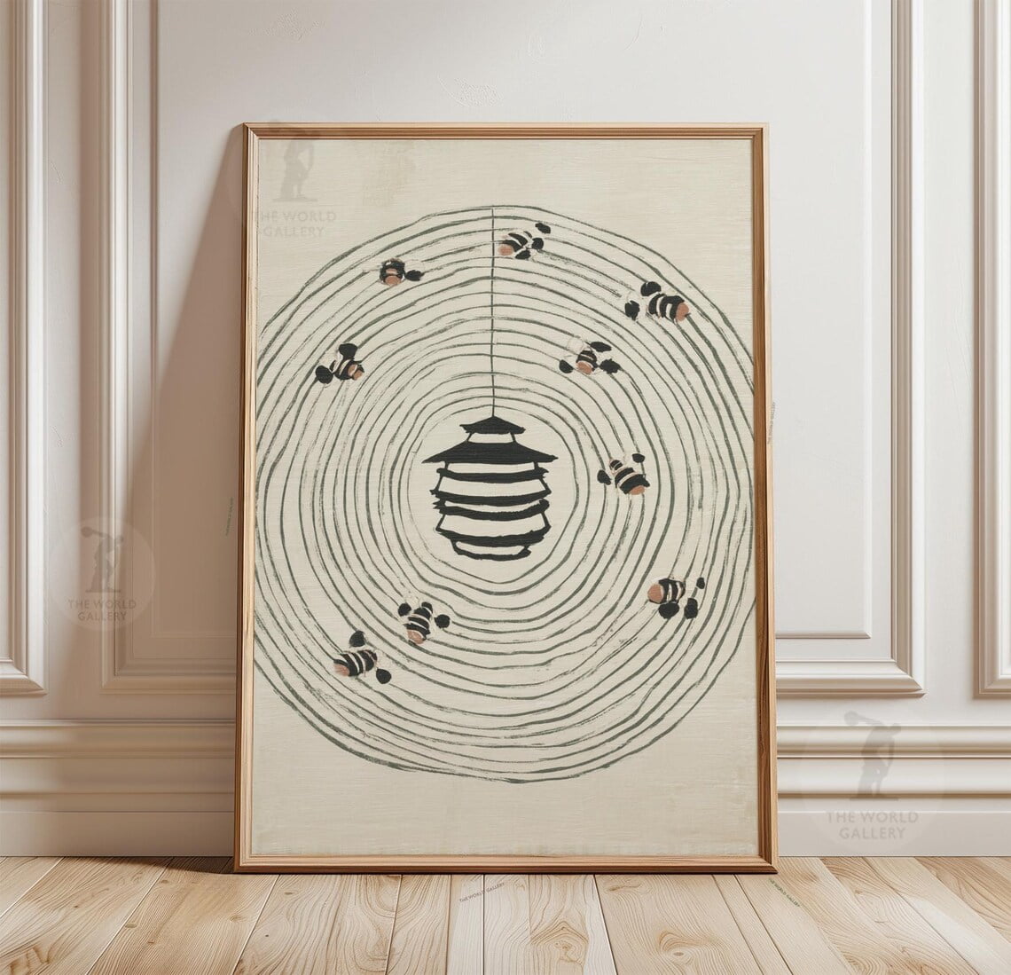 Bee Hive Poster Minimal Line Art Style Paper Wall Art Home Decor ...