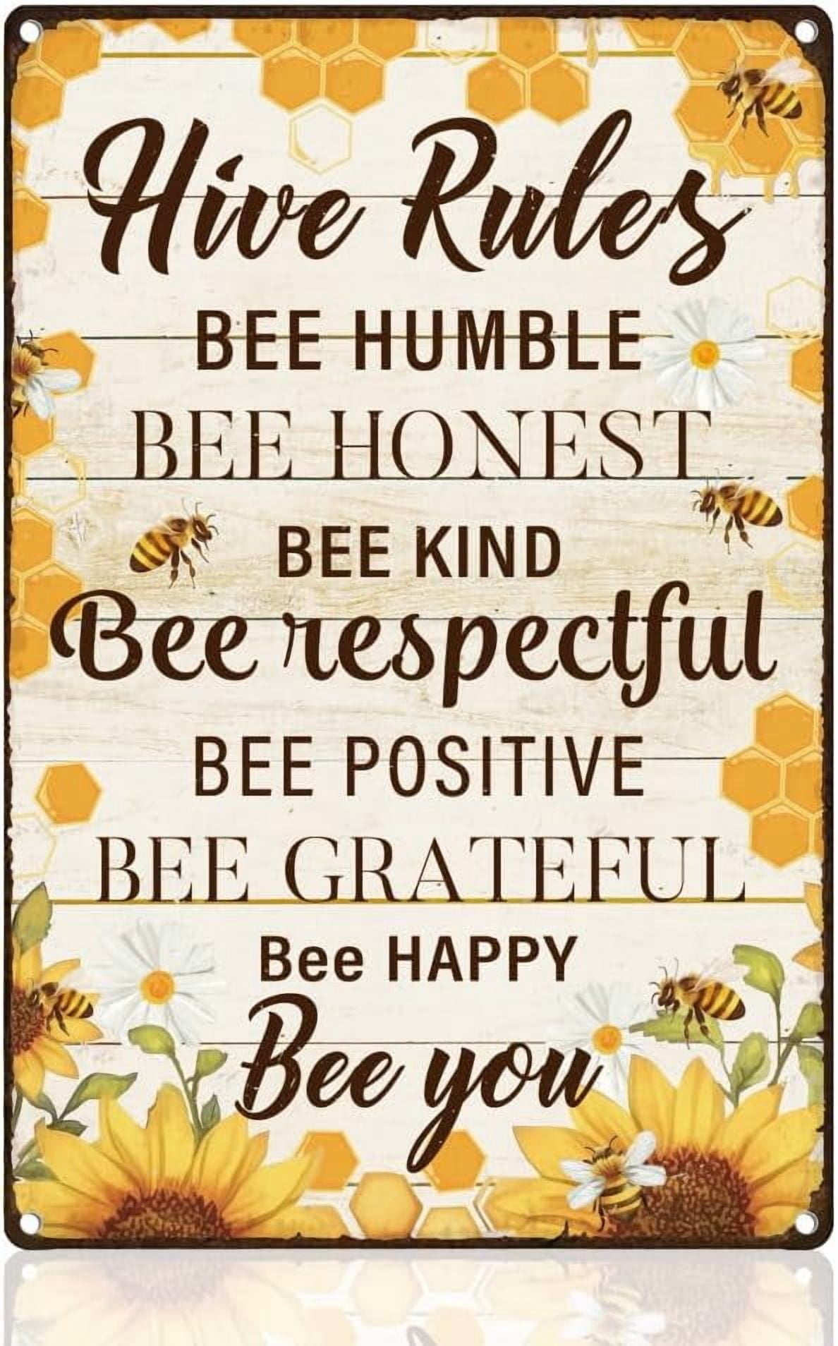 Bee Hive Rules Retro Wall Decor Metal Tin Sign 8" x 12" Beekeeping Bee ...