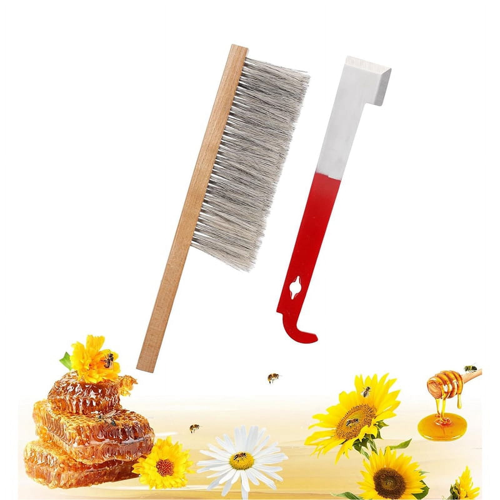 Bee Hive Tool for Beekeeping -J Hook & Natural Horsehair Bee Brush ...
