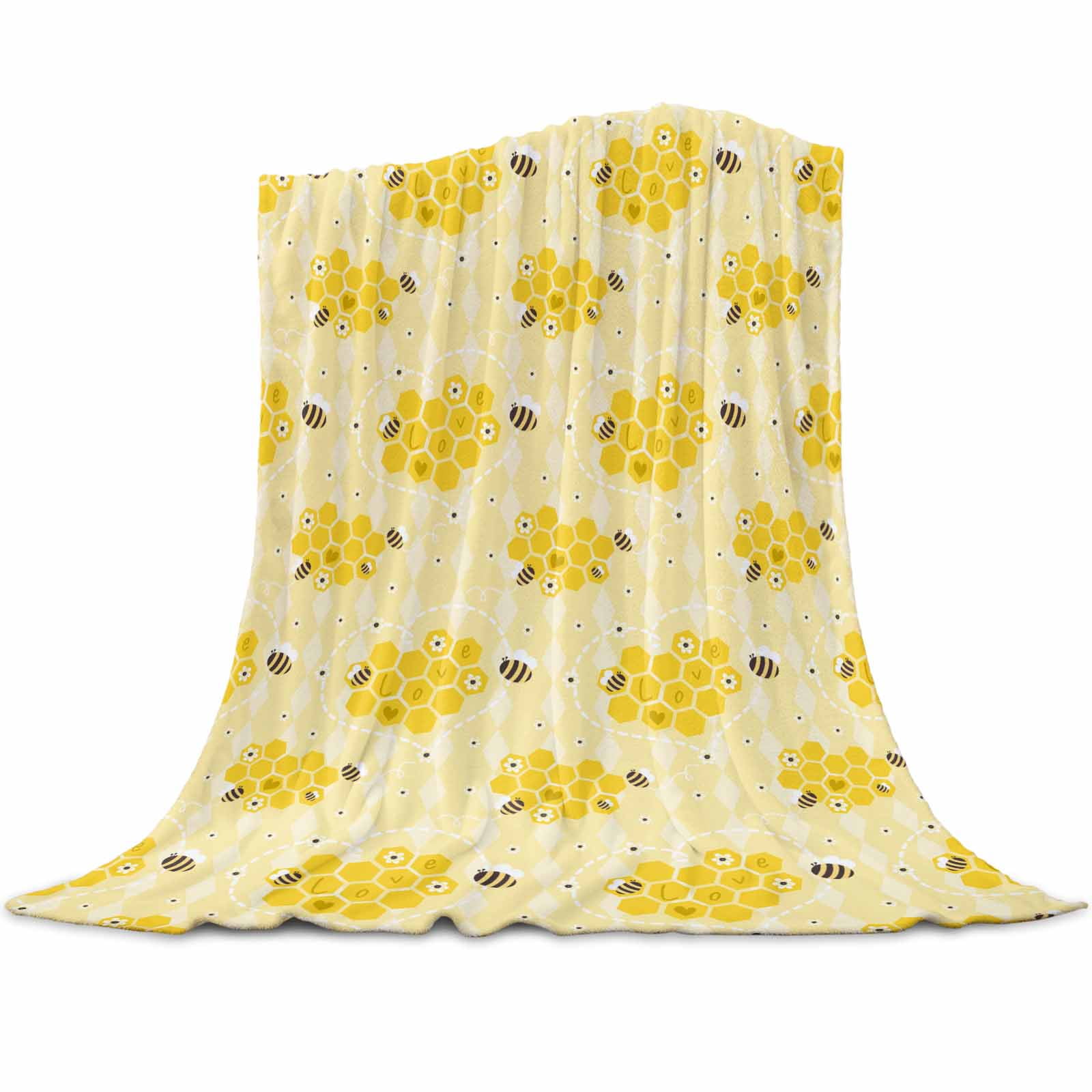 Bee Hive Yellow Flowers Blankets Portable Soft Throw Blanket for Bed ...