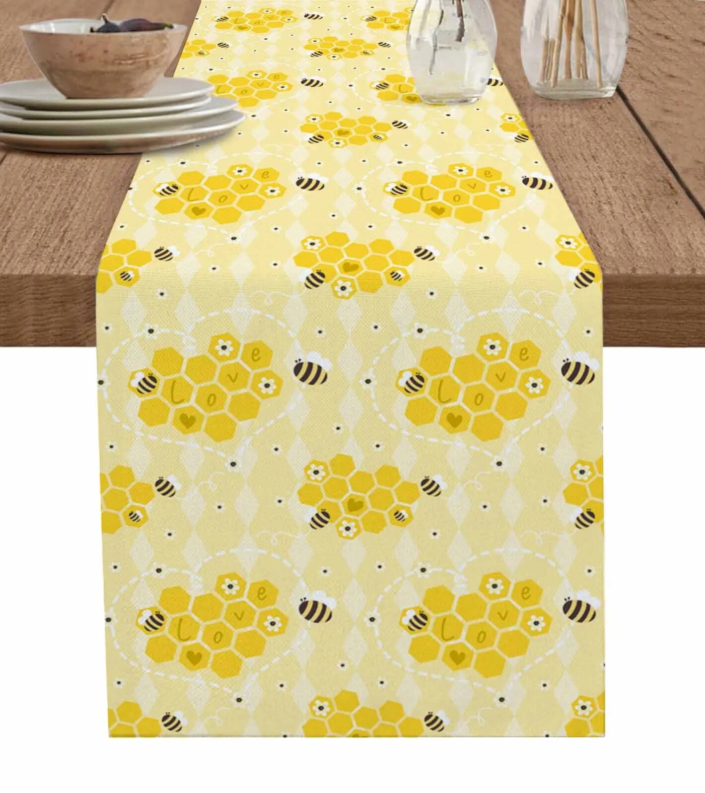 Bee Hive Yellow Flowers Table Runner Wedding Decor Table Runner Home ...