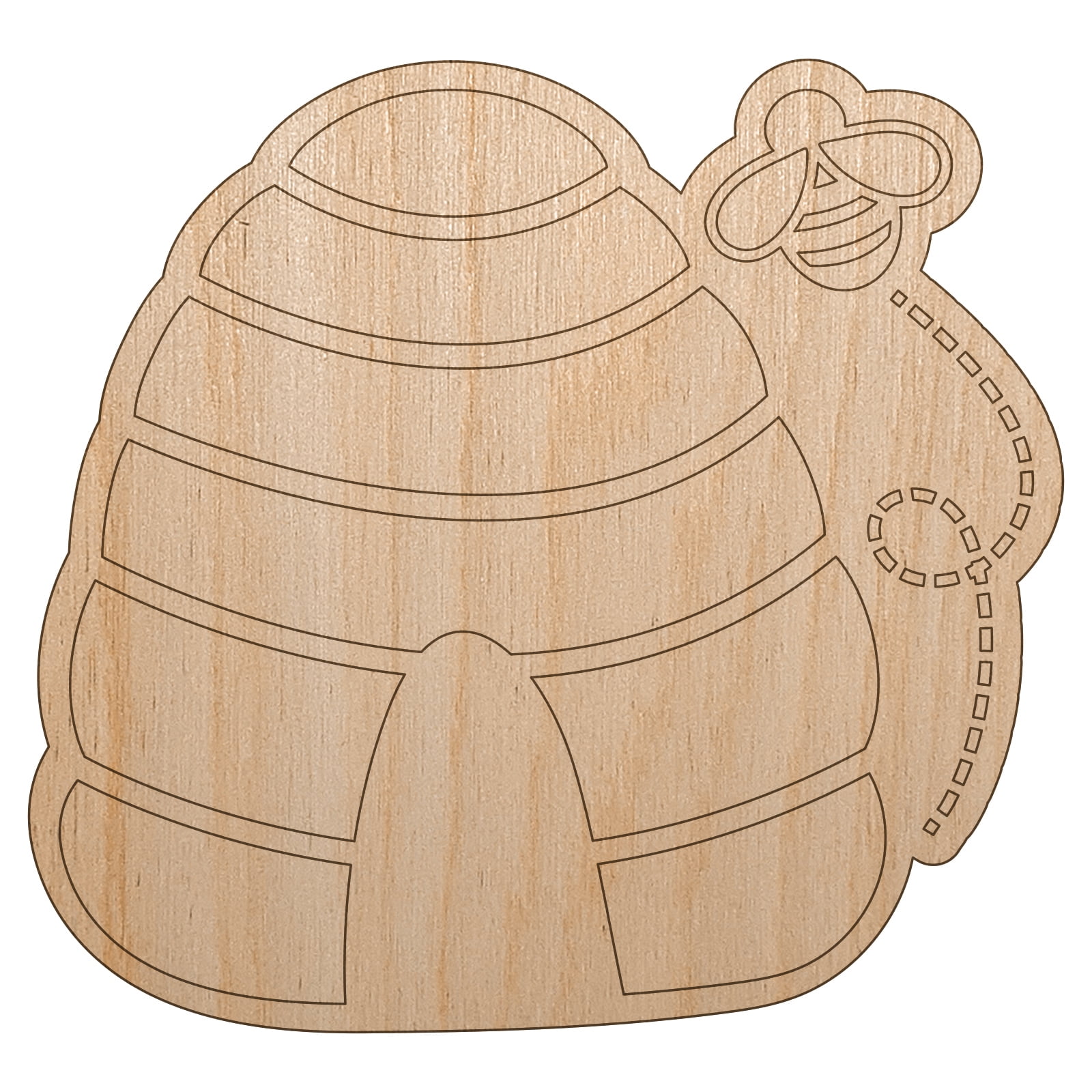Bee Hive with Bee Wood Shape Unfinished Piece Cutout Craft DIY Projects ...