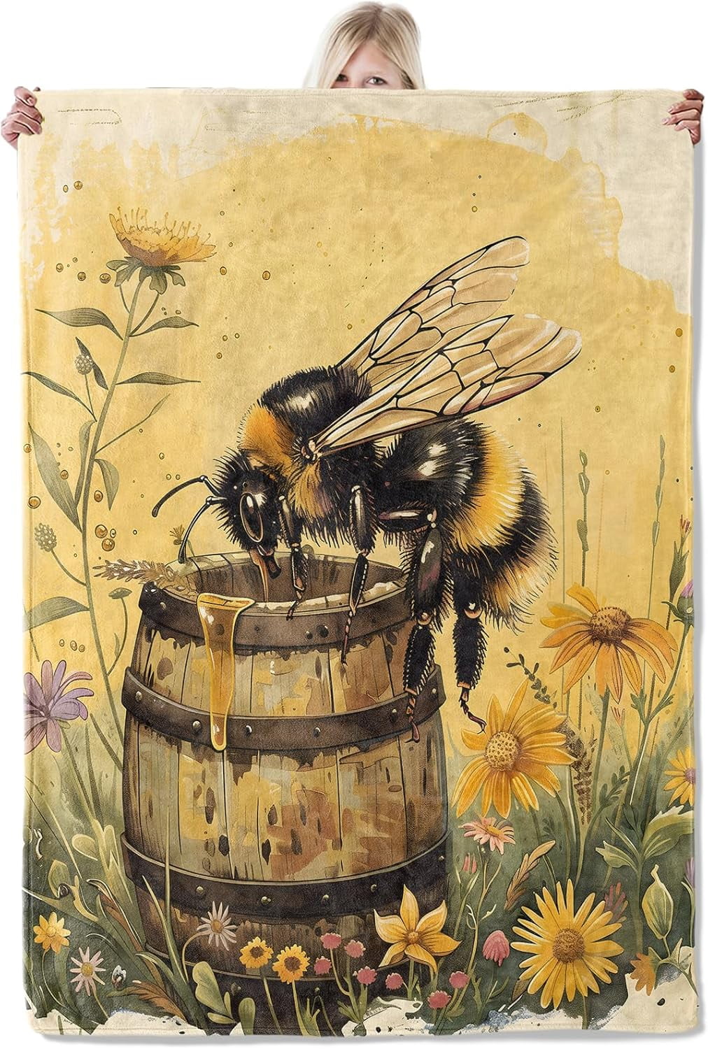 Bee and Honey Barrel Throw Blankets 60x50 Inch Inches, Ultra Soft Cozy ...