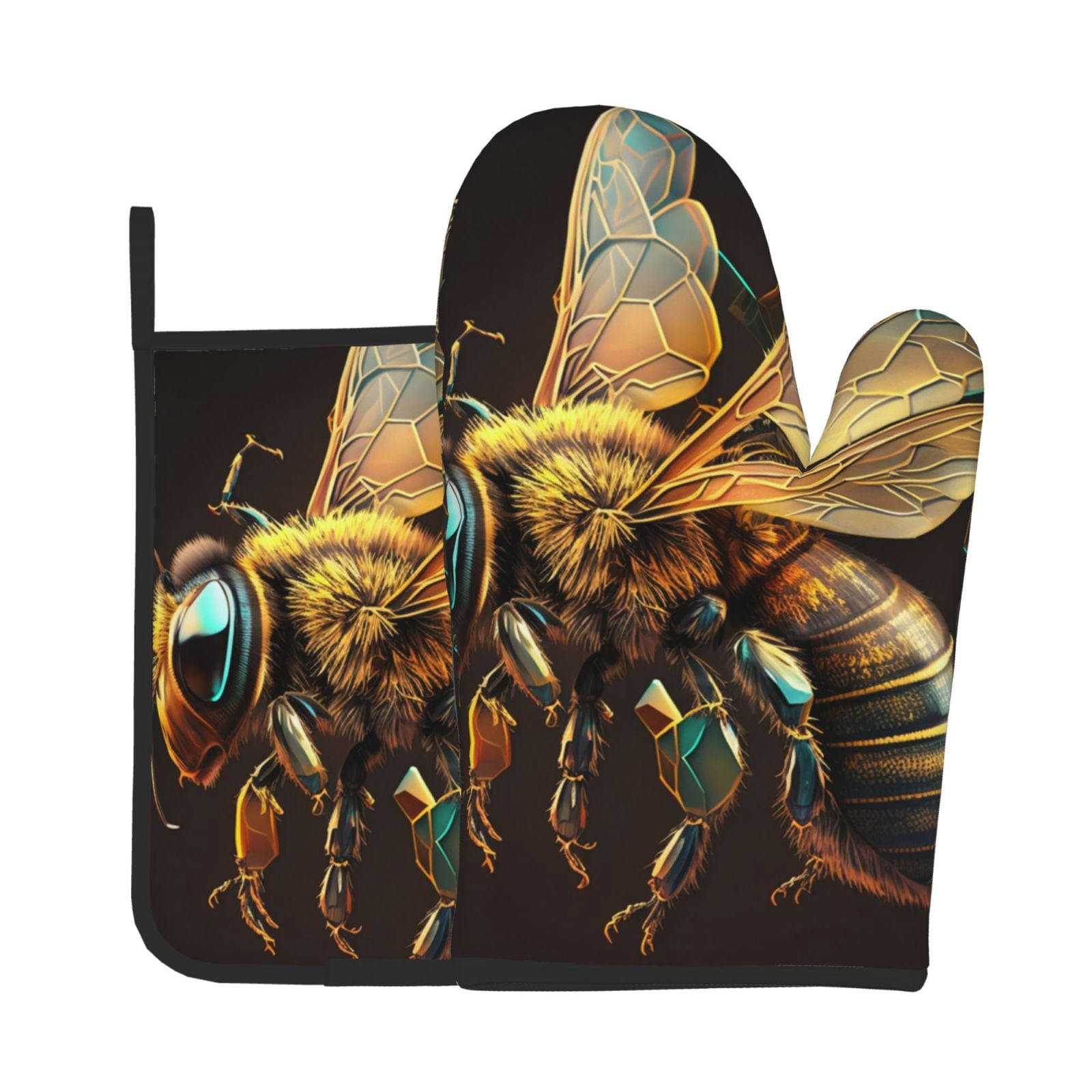 Bee Honey Honeybee Cool 2Pcs Oven Mitts and Pot Holders Set Kitchen ...
