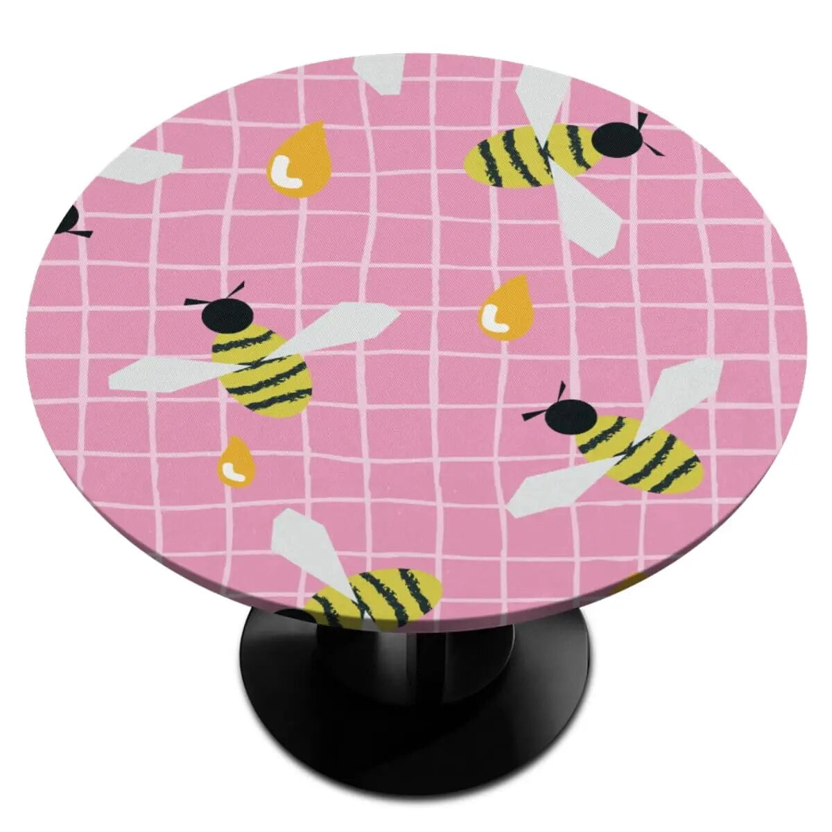 Bee Honeycomb Daisy Round Fitted Tablecloth Elastic Table Cover ...