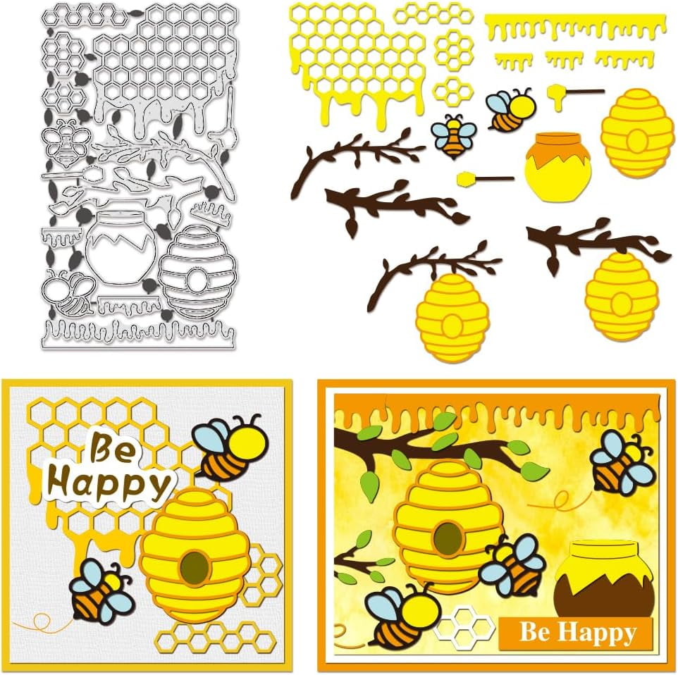 Bee Honeycomb Die Cuts for Card Making Honey Jar Carbon Steel Template ...