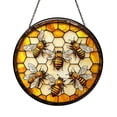Bee Honeycomb Garden Window Suncatcher Stained Glass Style Decor ...
