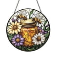 Bee Honeycomb Stained Glass Suncatcher Window Art, Warm Rustic Design ...