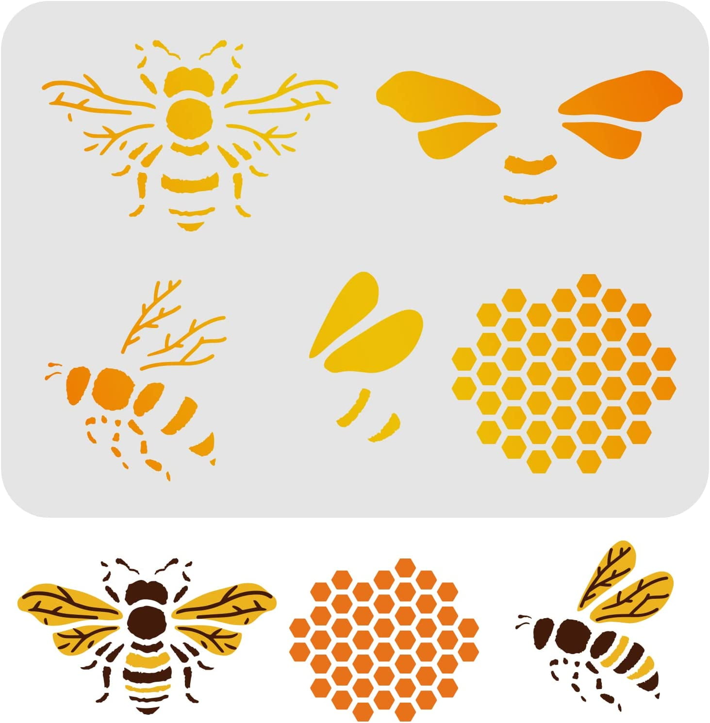 Bee Honeycomb Stencil in Large Sizes 11.6x8.3 inch Reusable DIY Art Painting Honey Comb Stencil ...