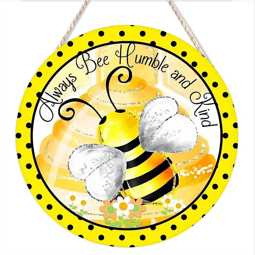 Bee Humble And Kind Rustic Round Hanging Wood Sign Door Sign Exterior ...