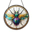 Bee Insect Stained Glass Round Suncatcher, Golden Wing Insect Window ...