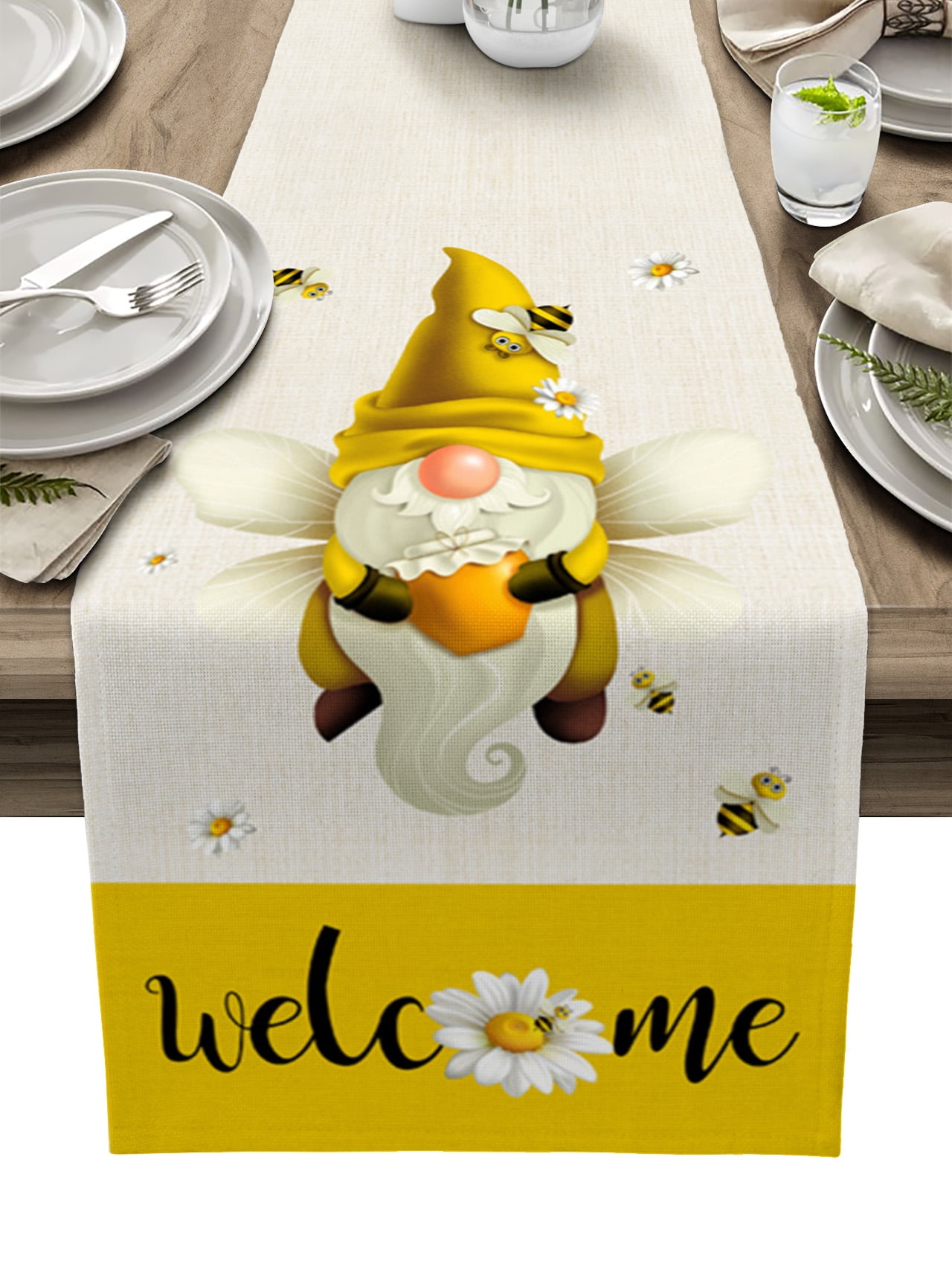 Bee Insect Yellow Table Runner luxury Kitchen Dinner Table Cover ...