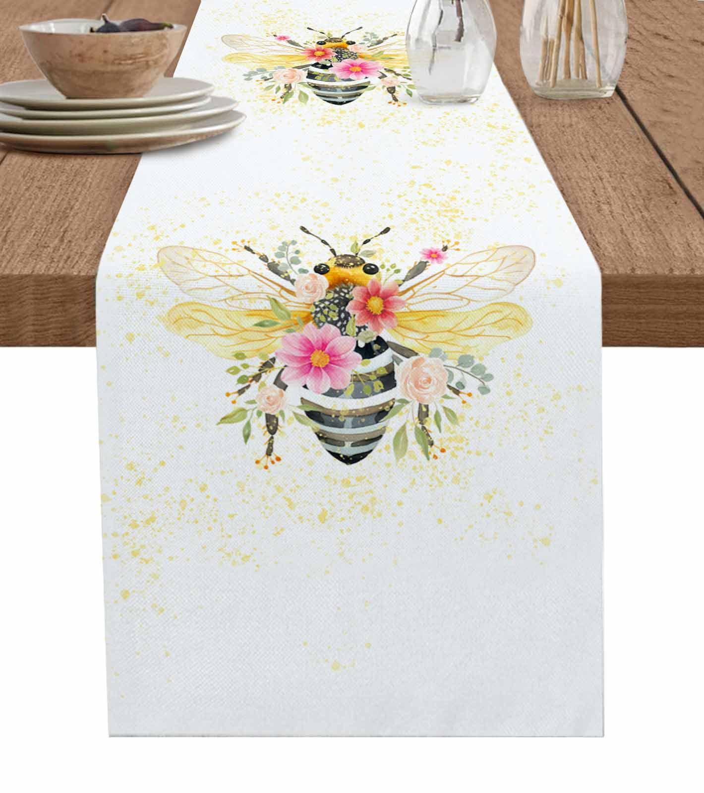 Bee Insect Yellow Table Runner luxury Kitchen Dinner Table Cover ...