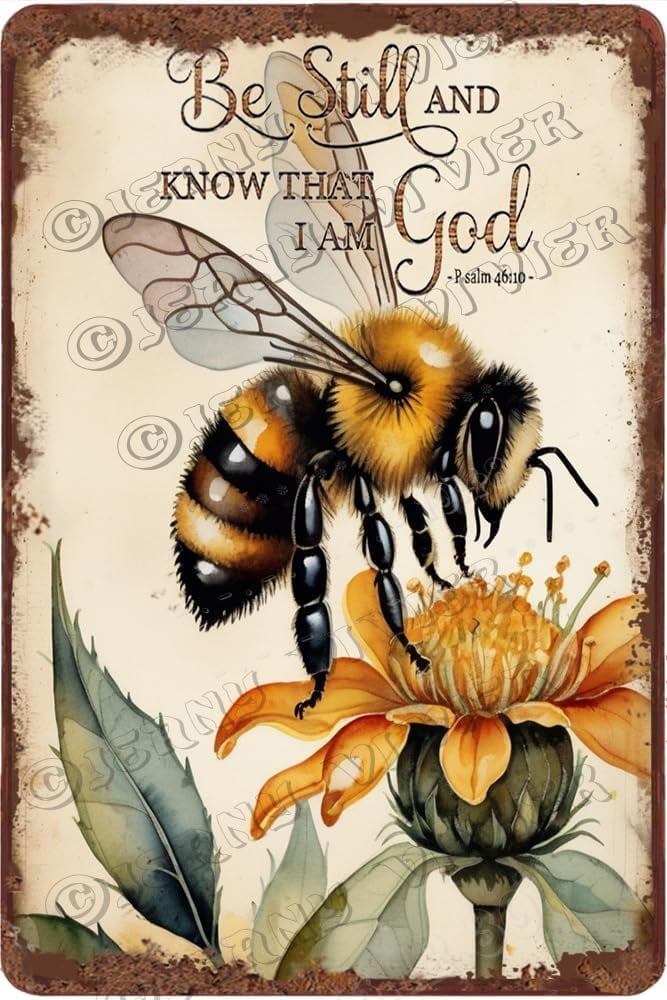 Bee With Inspirational Quote Aluminum Sign Rustic Farmhouse Decor ...