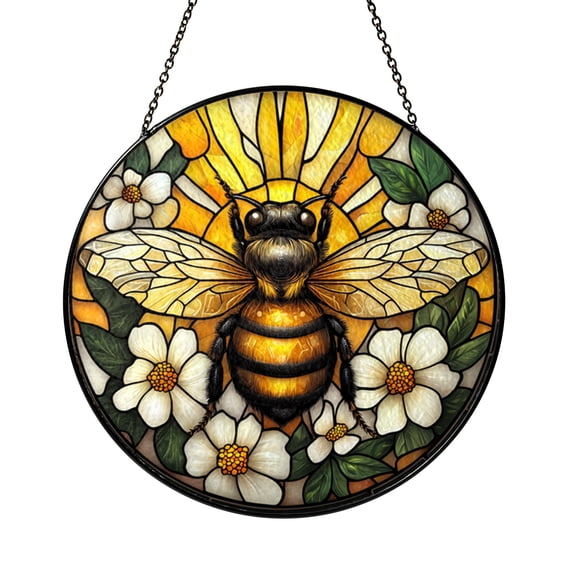 Bee Inspired Faux Stained Glass Suncatcher, Nature Window Decor Gift ...