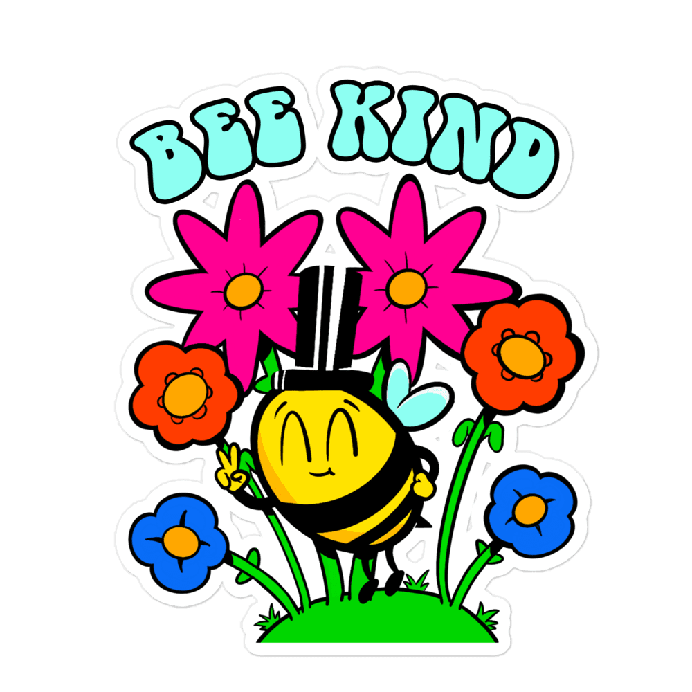 Bee Kind Be Kind Kindness Bubble Free Stickers Hand Drawn Positive ...