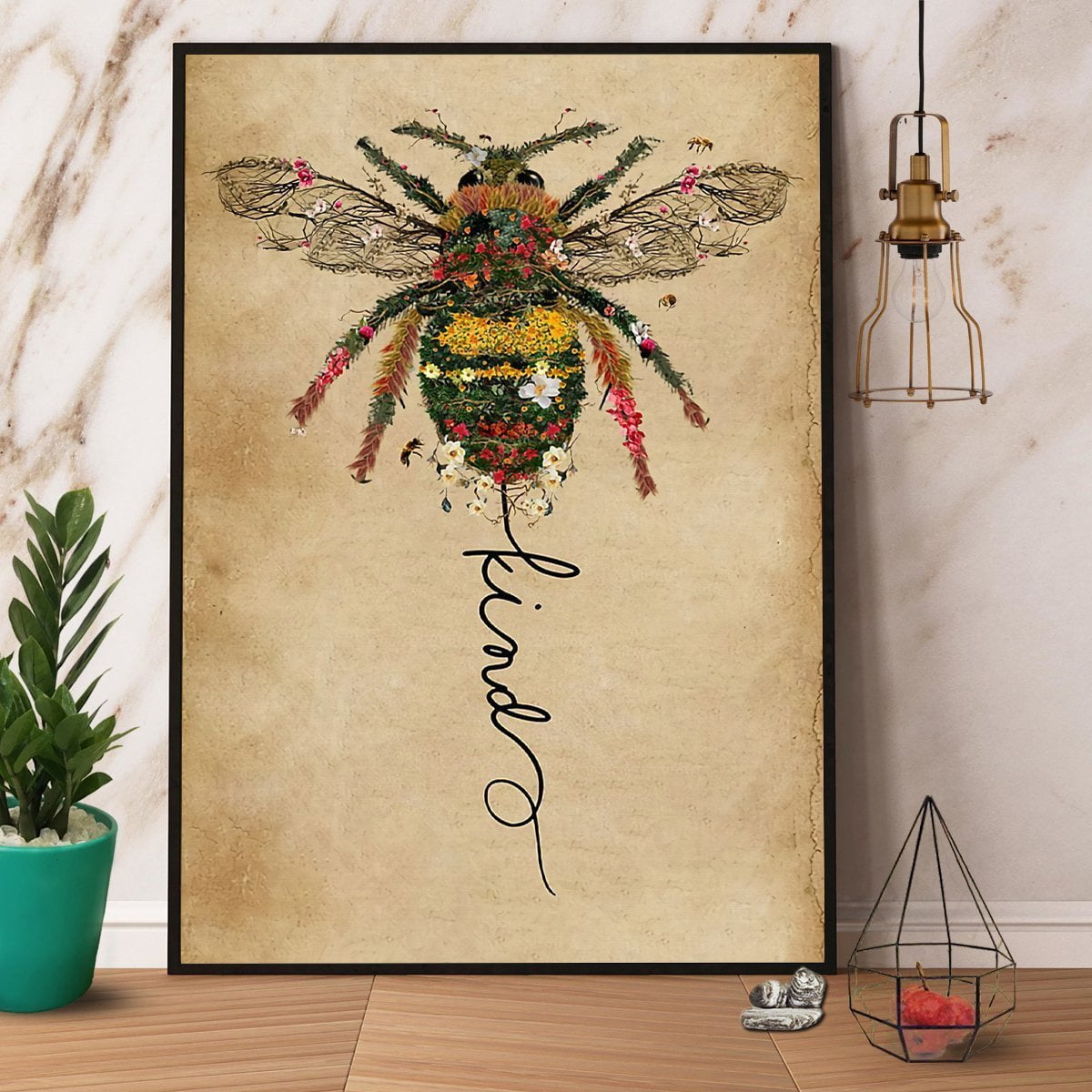Bee Kind Floral Satin Poster Wall Art Decor 16 x 24 Inch Poster ...