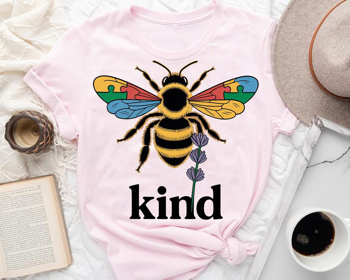 Bee Kind - Inspirational Bee with Flower T-Shirt - Motivational Animal ...