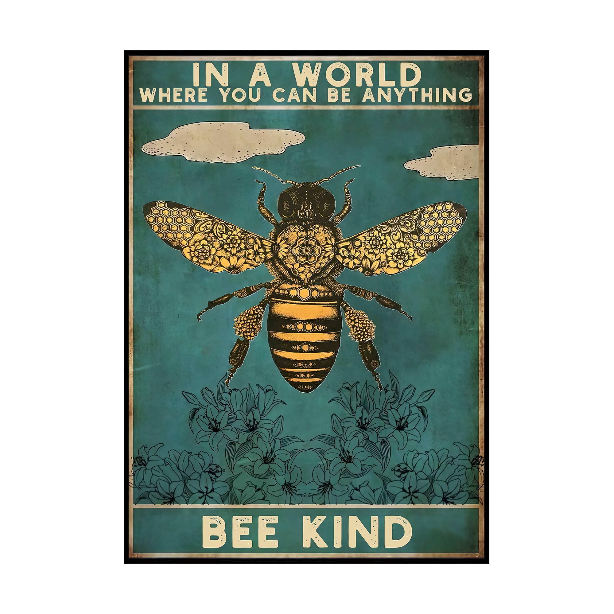Bee Kind Poster, Bee Poster, Bee Kind Vintage Poster , Be Kind Print ...