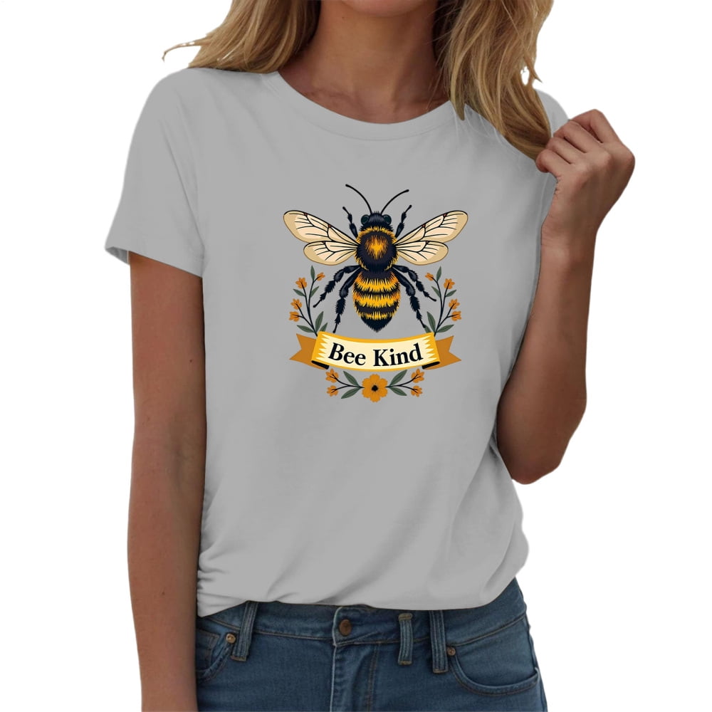 Bee Kind Shirt Flower Bee Print Short Sleeve Crew Neck Tee Shirt Casual ...