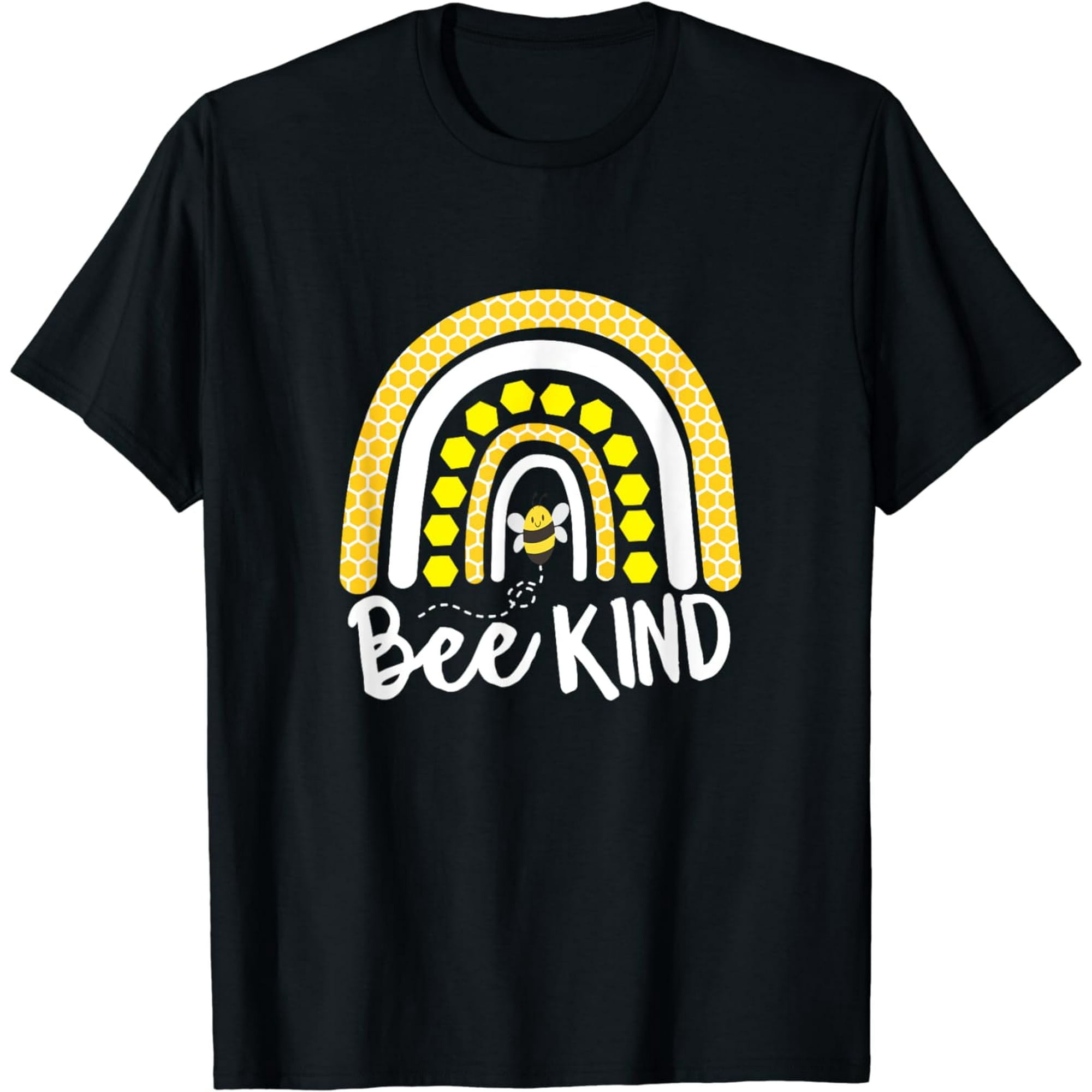 Bee Kind Shirt Rainbow Bumble Bee Honeycomb Yellow Honey T-Shirt ...