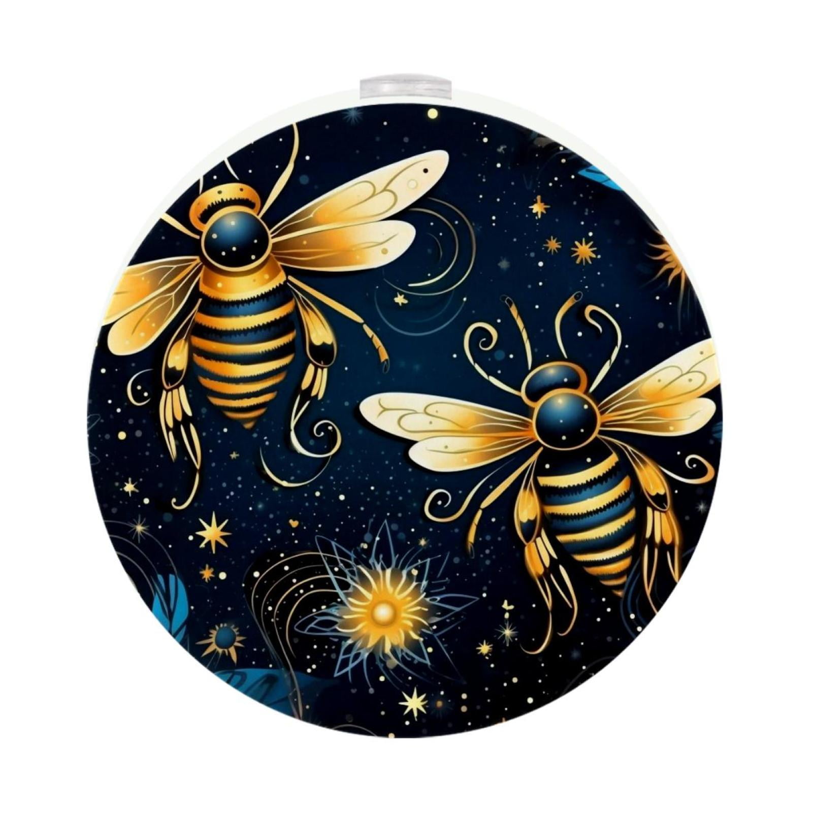 Bee LED Round Night Light - 2 Pack, Plug-in Motion Sensor Wall Lamp for ...