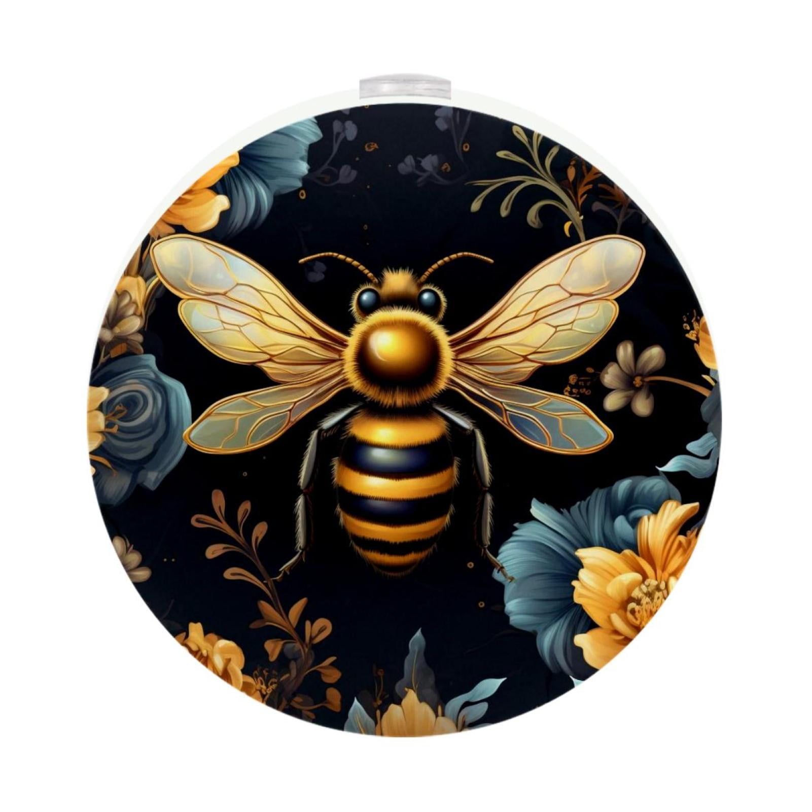 Bee LED Round Night Light-2PCS, Dimmable Plug-in Circle Wall Lamp with ...