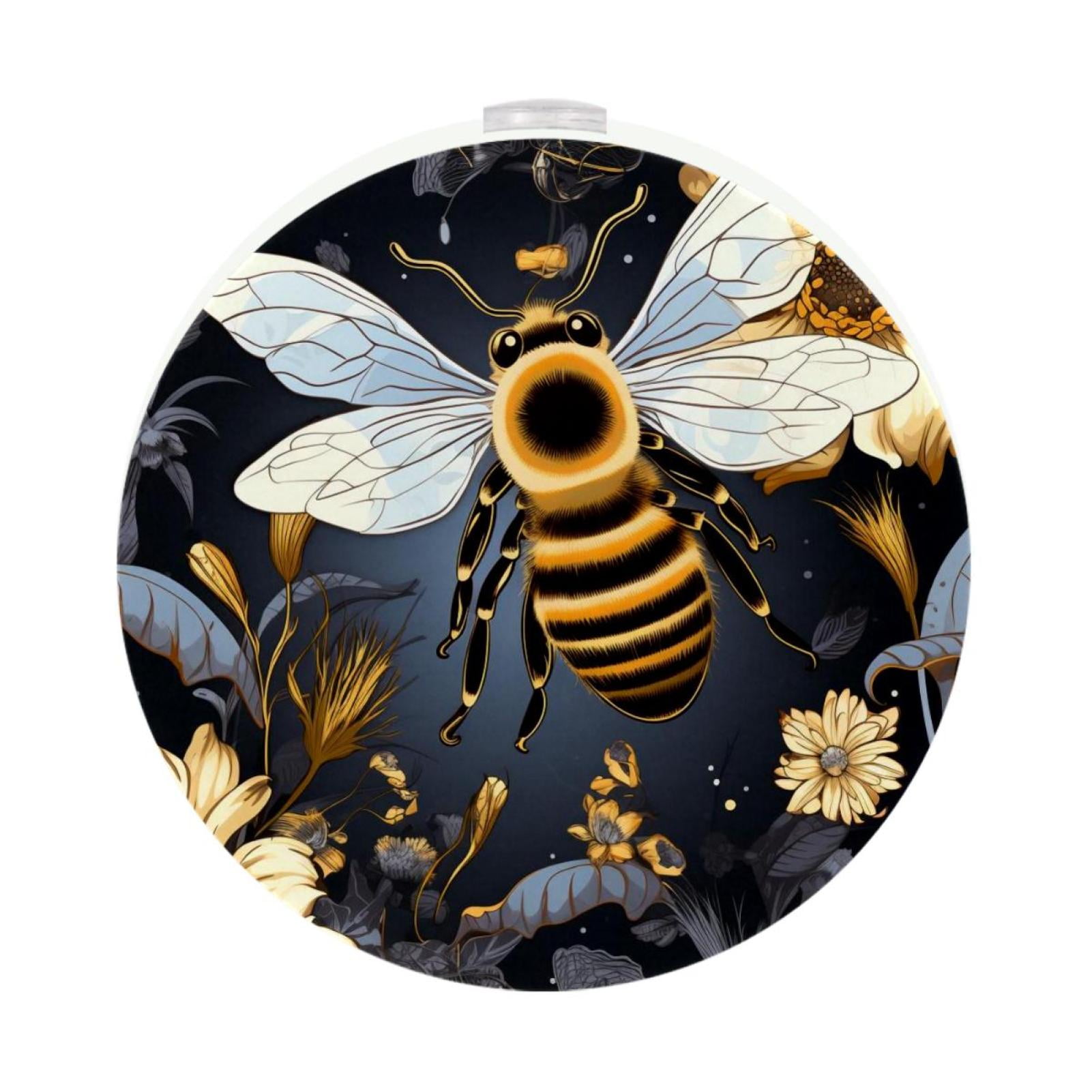 Bee LED Round Night Light-2PCS, Energy-Efficient Plug-in Ambient Lamp ...