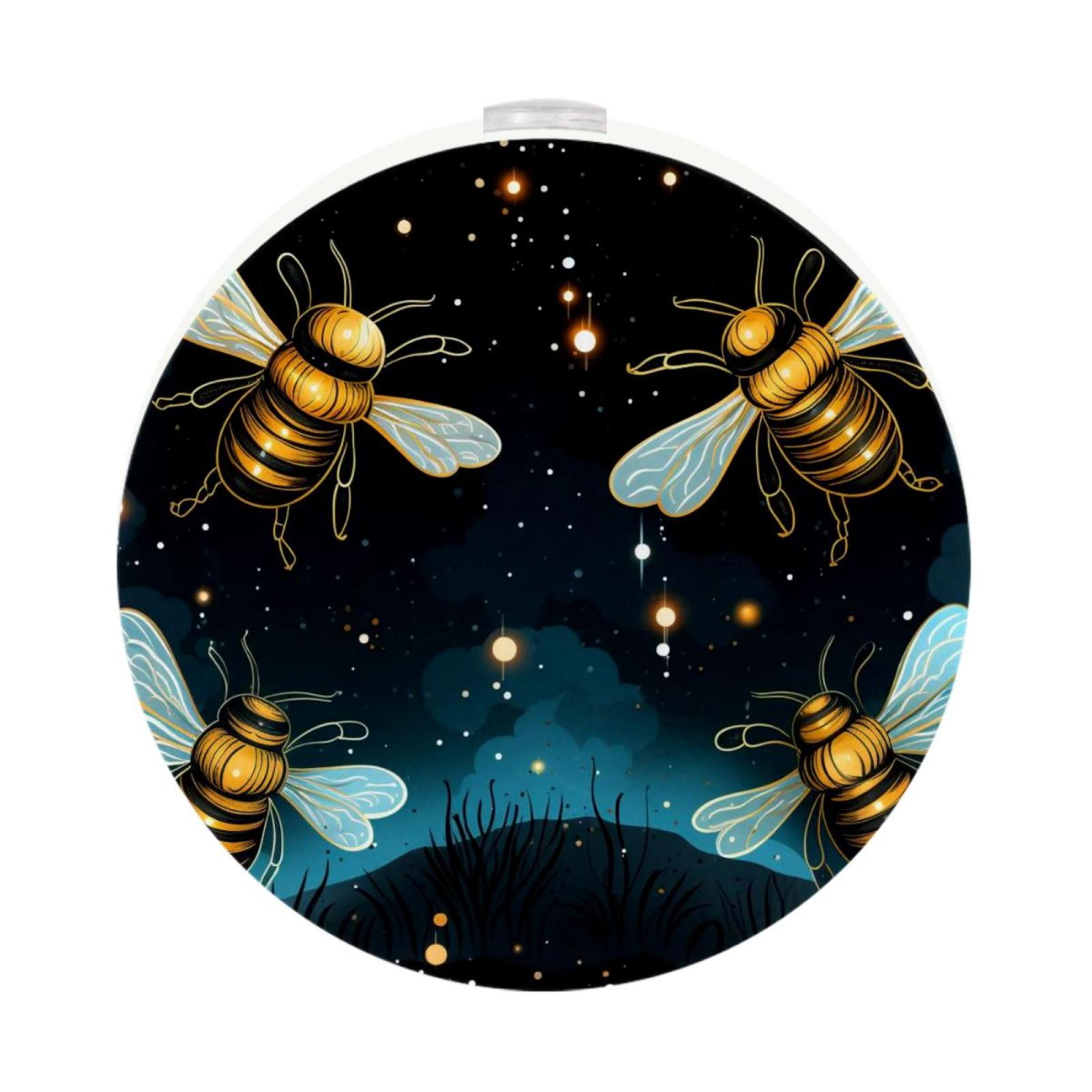 Bee LED Round Night Light-2PCS, Energy Efficient Plug-in Wall Lamp with ...