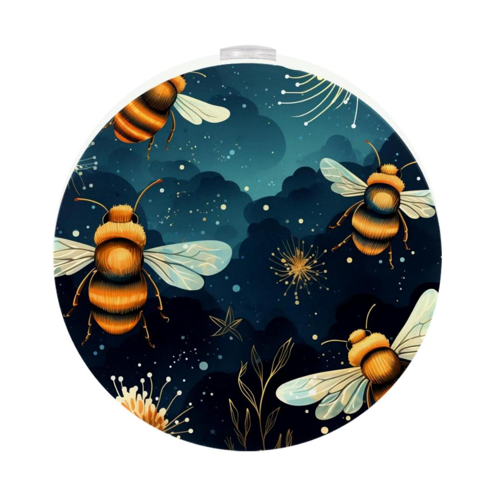 Bee LED Round Night Light - 2PCS, Plug-in Dusk-to-Dawn Sensor, Energy ...