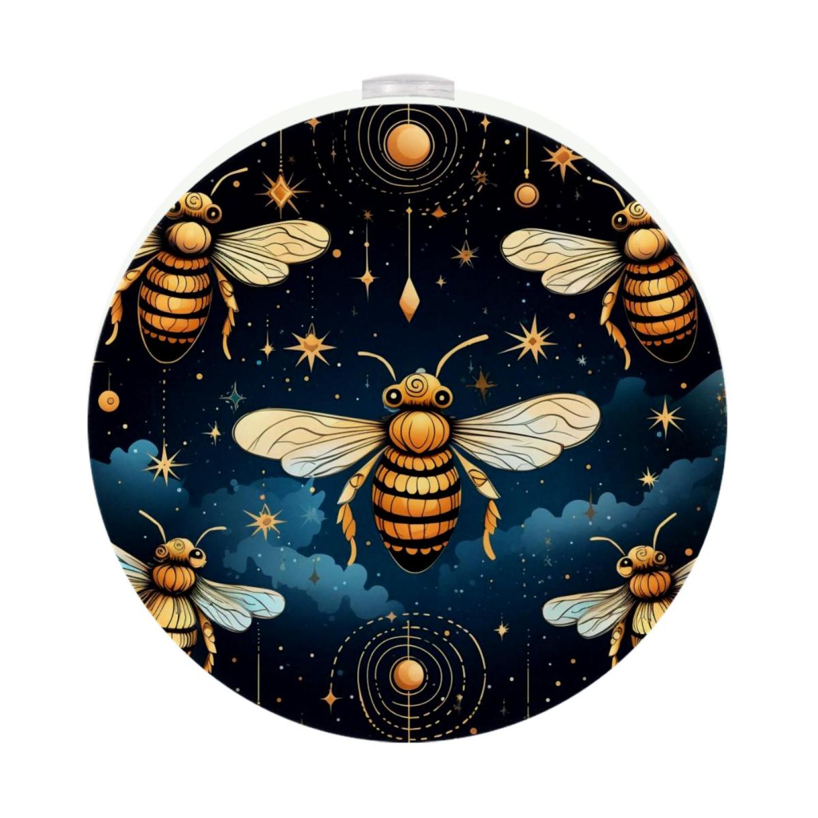 Bee LED Round Night Light-2PCS, Plug-in Wall Lamp with Dusk to Dawn ...