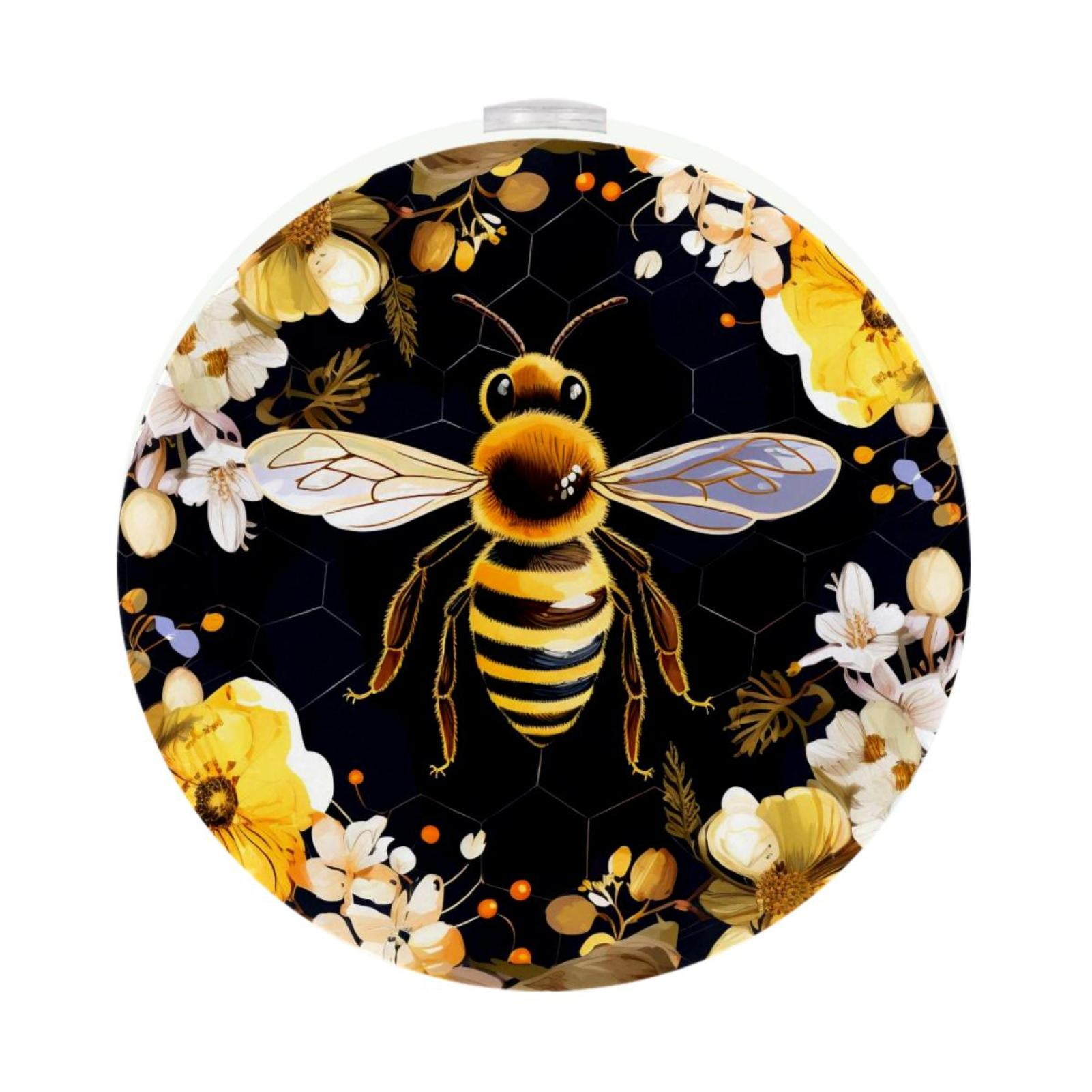 Bee LED Round Night Light- Set of 2, Portable Rechargeable Mini Circle ...