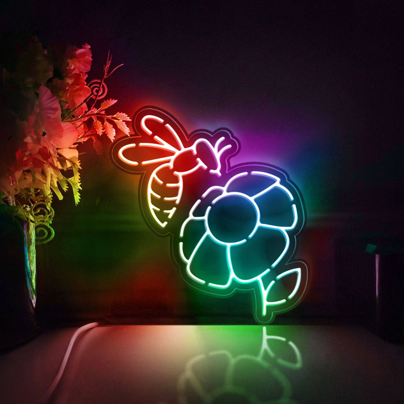 Bee Led Light Box, Dimmable Neon-Like Light Signs USB Power for Wall ...