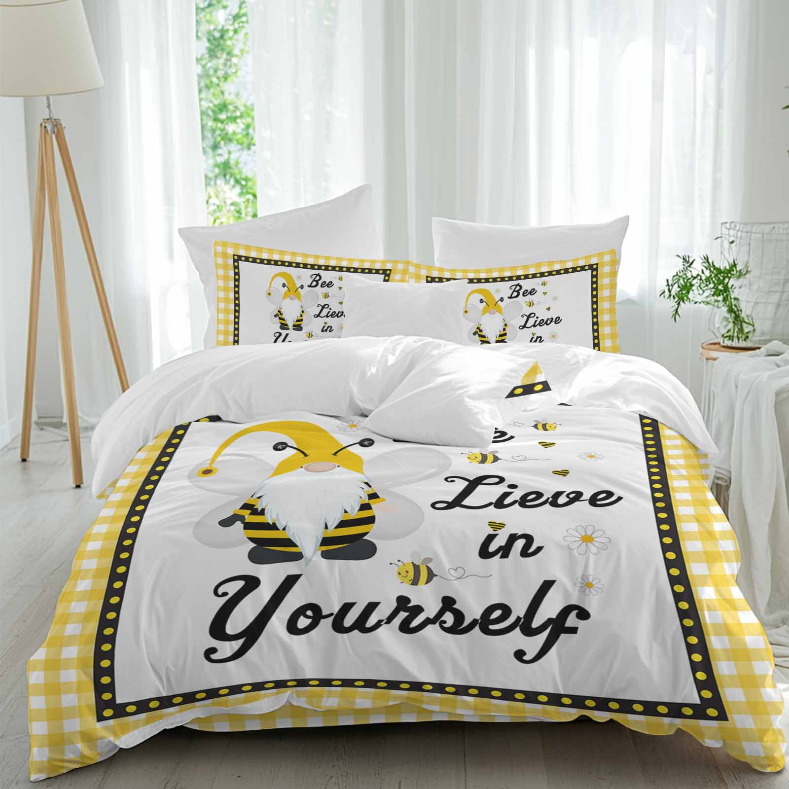 Bee Lieve Duvet Cover Set Twin Size, In Yourself Gnomes Sunflower ...