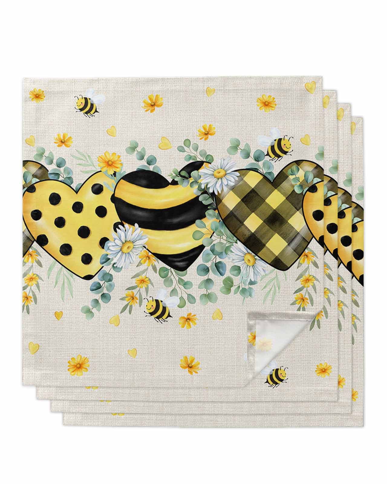 Bee Love Cloth Napkins Set of 4 Reusable Dinner Napkins, Daisy ...