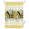 Bee Love Shower Curtains for Bathroom, Vintage Country Yellow Bee Plaid ...